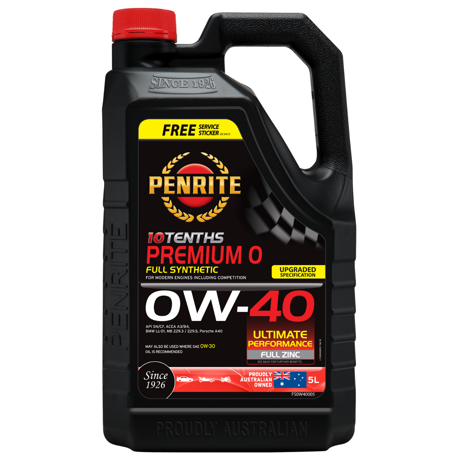Penrite 10 Tenths Premium 0W-40 (Full Synthetic)(2 Sizes Available) - Oz General Store