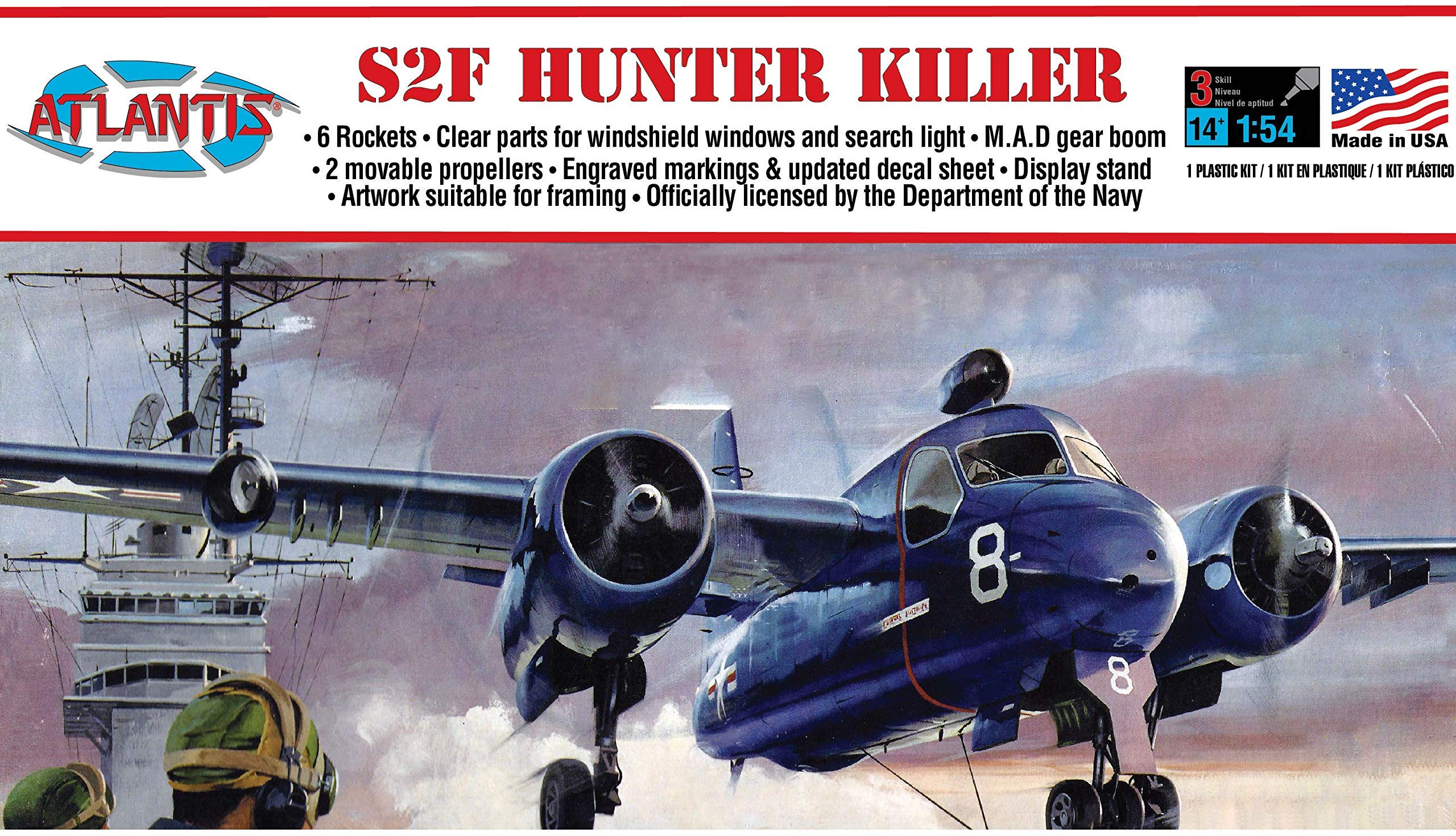 Atlantis S2F Hunter Killer Navy Aircraft Model Kit – 1:54 Scale Vintag ...
