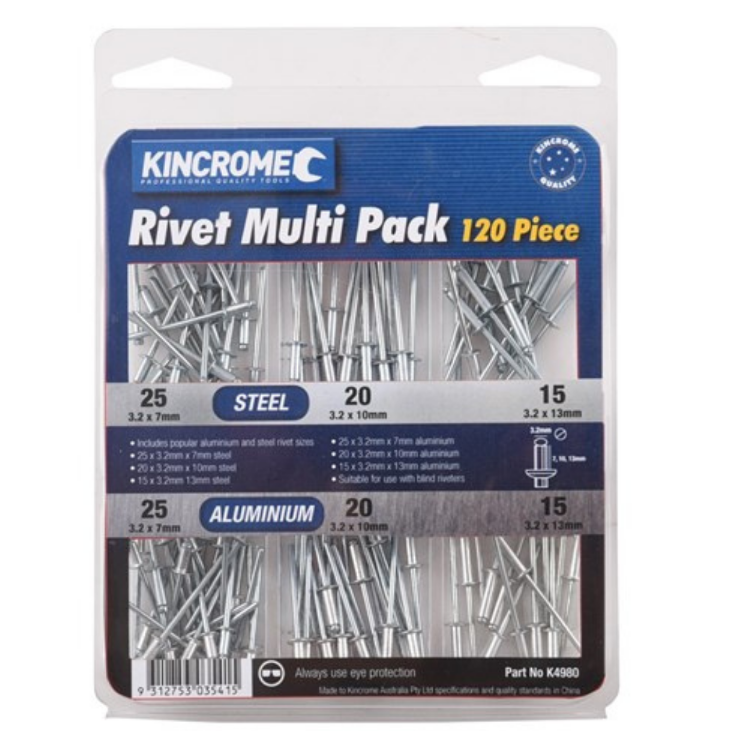 CLEARANCE Kincrome Rivet Multi Pack 120 Piece - Oz General Store