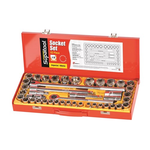 DISCONTINUED Supatool Socket Set 43 Piece 1/2" Drive - Metric & Imperi ...